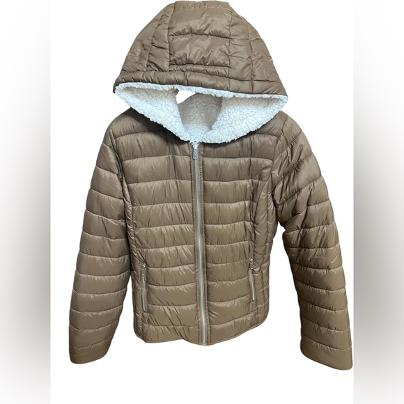 Jackets & Coats | New Chocolate Brown Hooded Puffer Zip Jacket Size ...